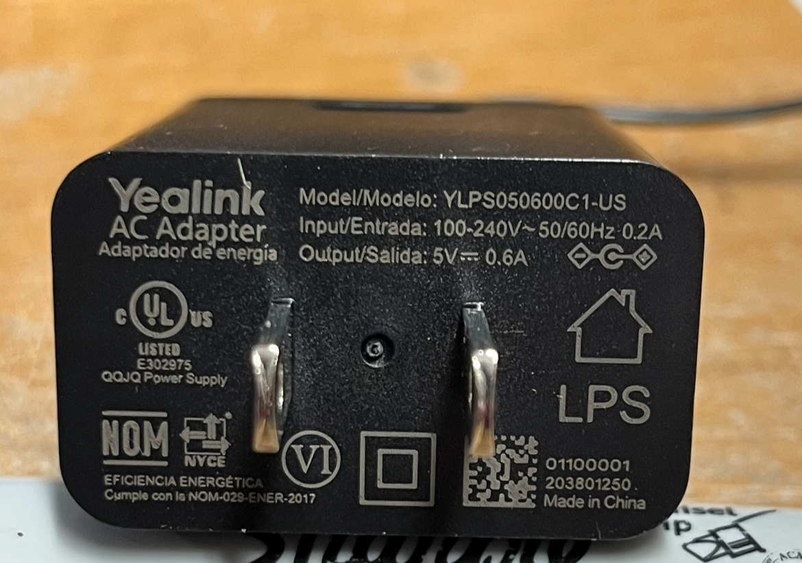 Yealink AC Adapter 5V 0.6A Power Supply YLPS050600C1-US LPS FAST for ...