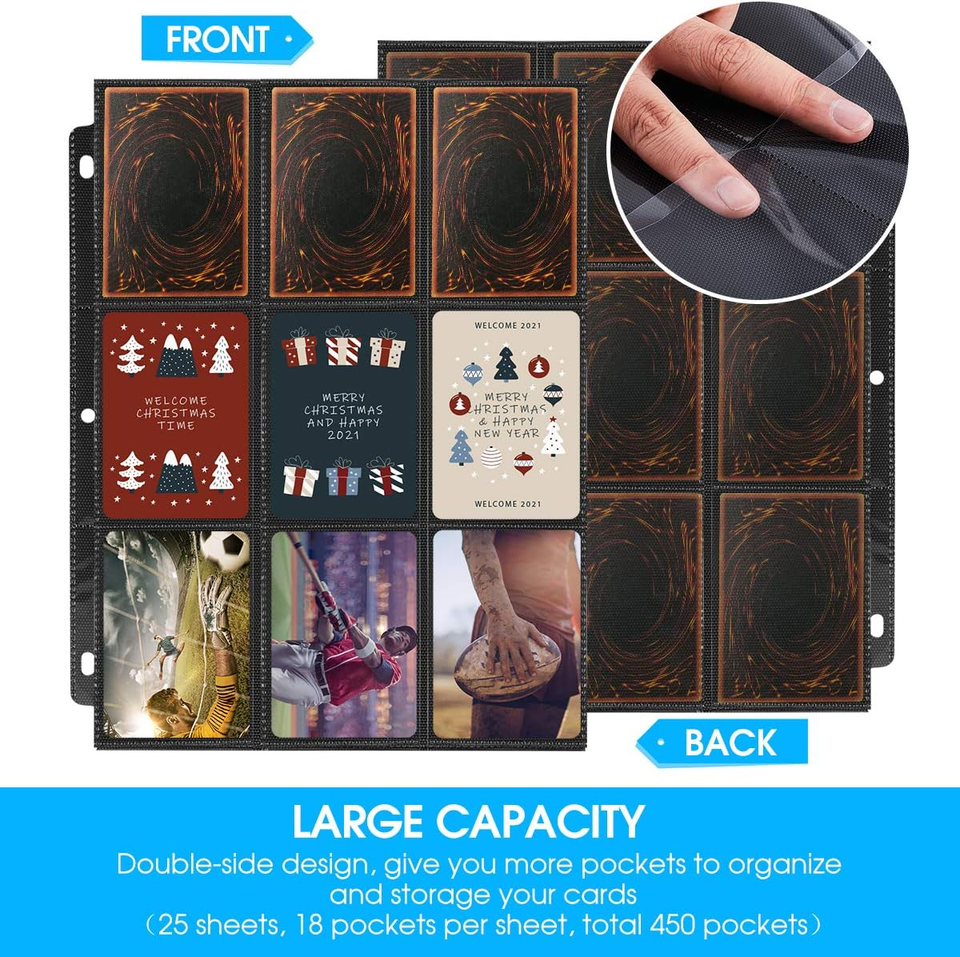 540 Pockets Card Sleeves Binder Sheets 9 Pocket Page Protector for ...