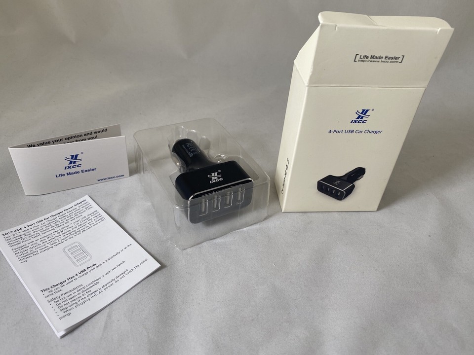 USB Car Charger, IXCC 9.6A/48W 4-Port Rapid USB Car Charger 5V ...