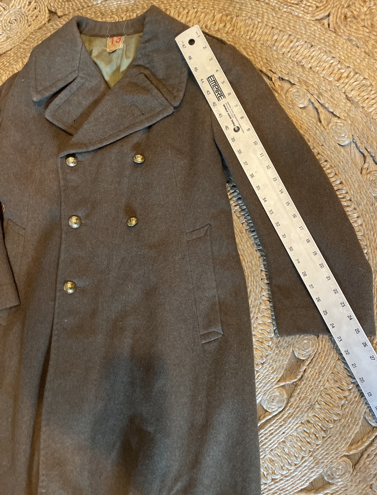 Vintage 1965 Green WW2 Wool Army Pea Coat French Wool… - Gem