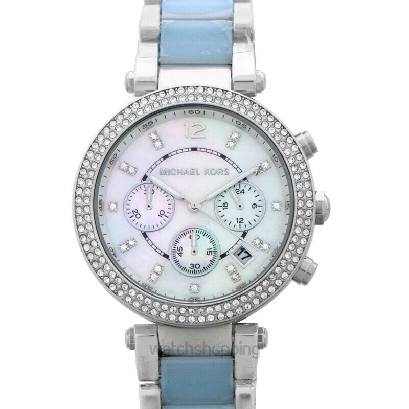 Michael Kors MK6138 39mm Silver Stainless Steel Case Blue Silver ...