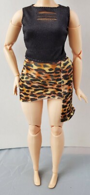 New Just Deboxed Mattel Barbie Doll Animal Cheetah Print Dress Black ...