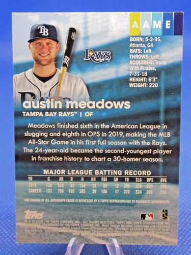 2020 Topps Stadium Club - Autographs Austin Meadows #AAME (AU) for sale ...