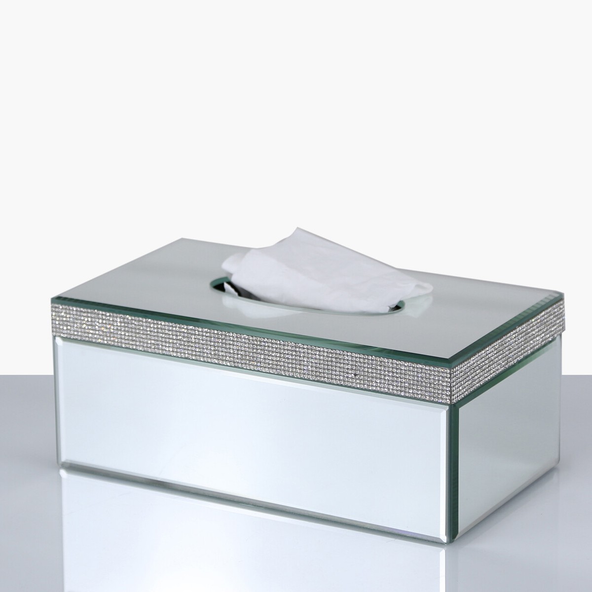 Silver Mirror Tissue Box Rose Gold Diamante Tissue Box – Glitter Pad