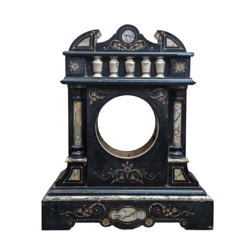 Victorian Black Slate & Marble Mantel Clock Shell #44983 | eBay Australia