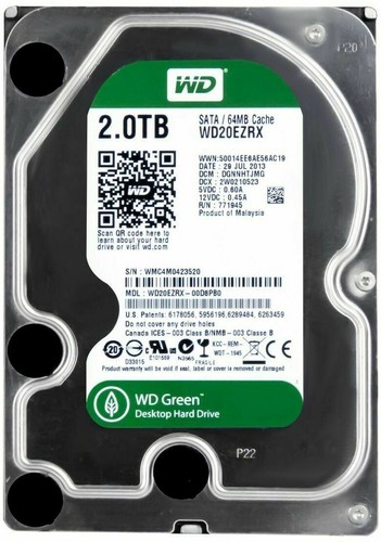 Hard Drive Western Digital 2TB Green WD20EZRX SATA III 64MB 5400RPM 3.5 ...