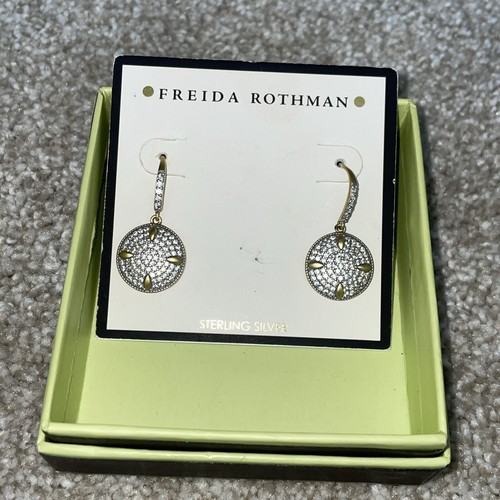 Freida Rothman Gilded Gold Plated Sterling Silver CZ Crystal Drop ...