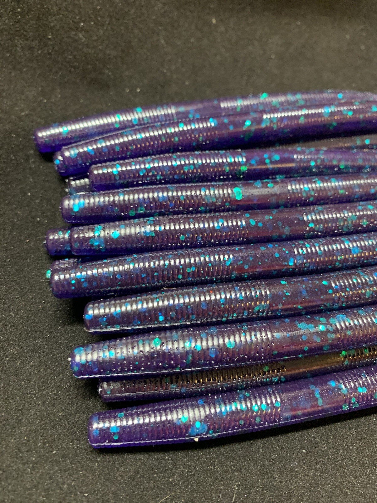 12ct 5" June bug blue Fleck Stick bait Senko Style bulk bag Bass ...