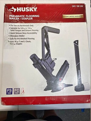 Husky Pneumatic Flooring Nailer and Stapler 3-in-1 2 in. with Quick Jam ...