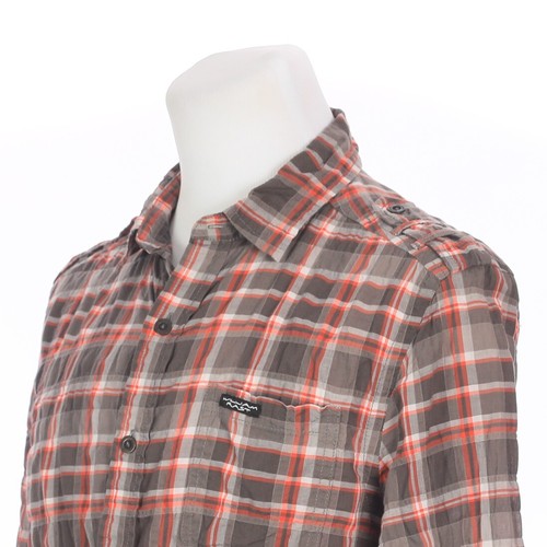 William Rast Seersucker Strech Red Gray Plaid Casual Shirt Medium Slim ...