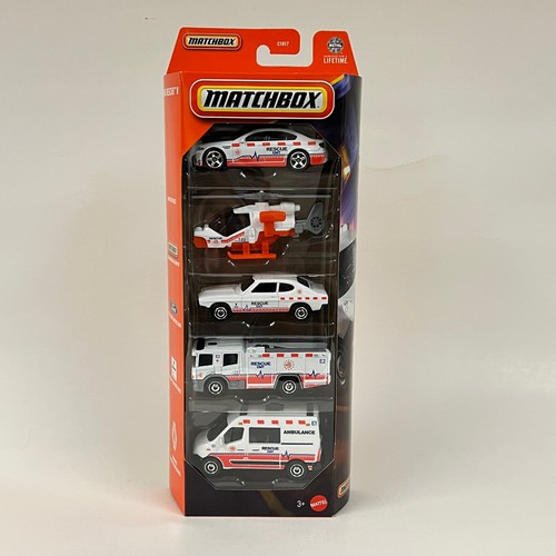 2025 Matchbox Rescue V 5 Pack M5, Capri, Helicopter, Fire Truck and ...