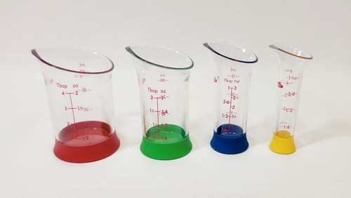 4 OXO Good Grips Mini Measuring Beakers Nesting Multicolor Tsp Tbsp | eBay