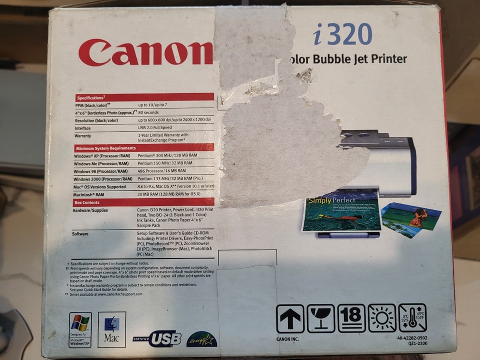 NEW Canon S330 Color Bubble Jet Inkjet Printer Open Box Never Used ...