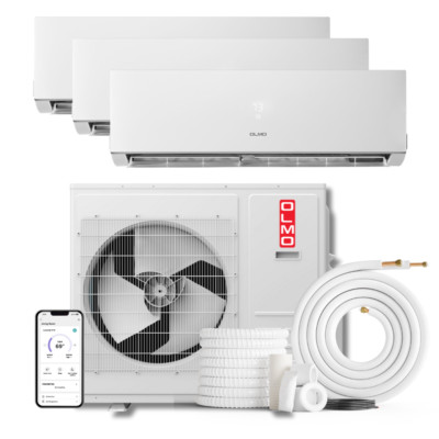 3 Zone OLMO Sierra 36k BTU Mini Split A/C Heater, 9k+9k+12k BTU, 230V ...