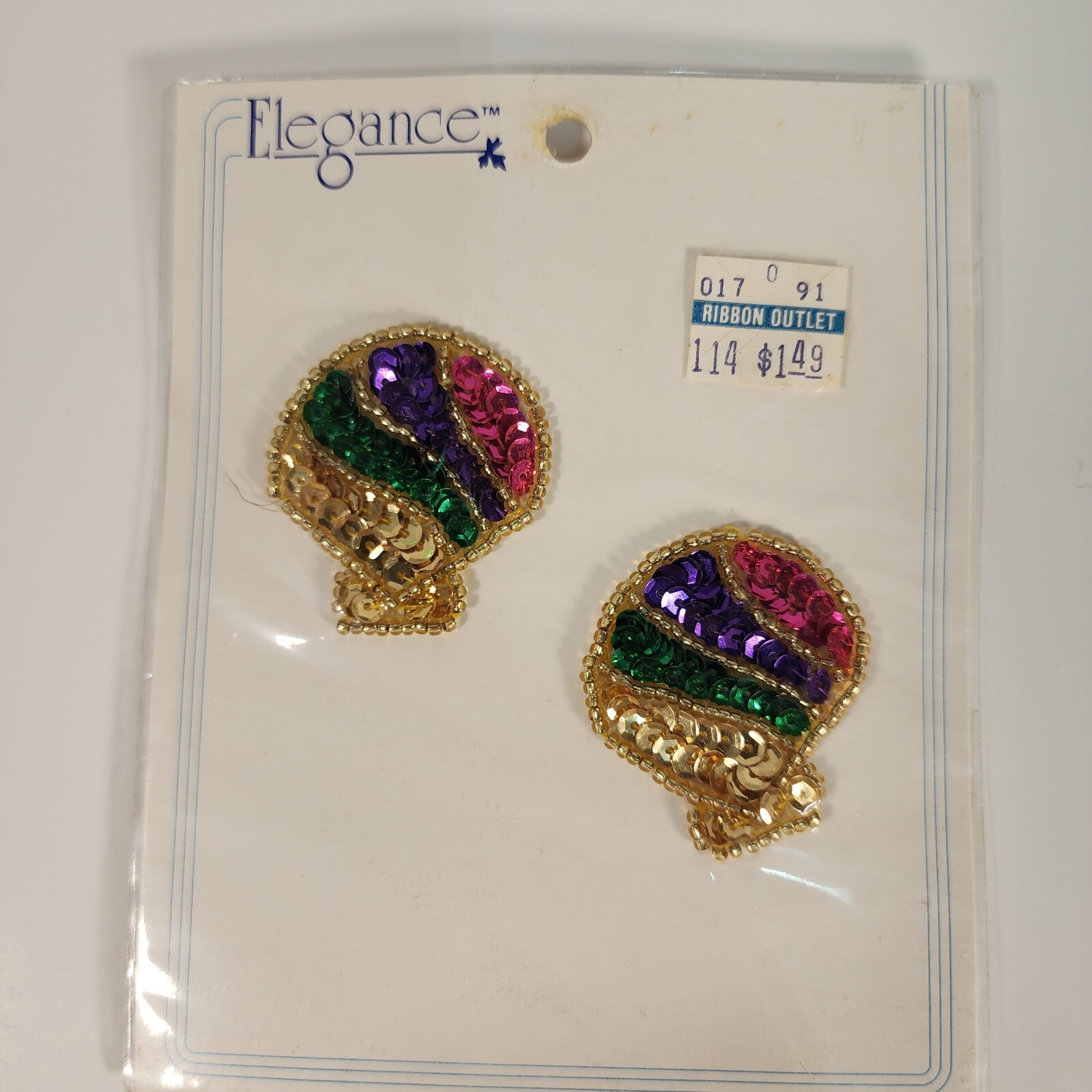 Colorful Shell Sequin Beaded Appliques Iron On or Sew On Small New in ...