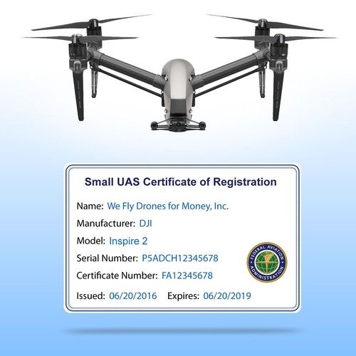 Drone FAA UAS Certificate of Registration - Part 107 Pilot ID Card for ...