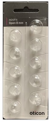 10 Packs of Oticon miniFit 8mm Open Domes For Hearing Aids. 100 Domes ...