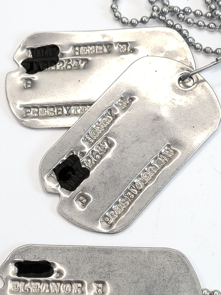 WWII Korean Vietnam War Era Notched Dog Tags w/ Spouse US National LTC ...