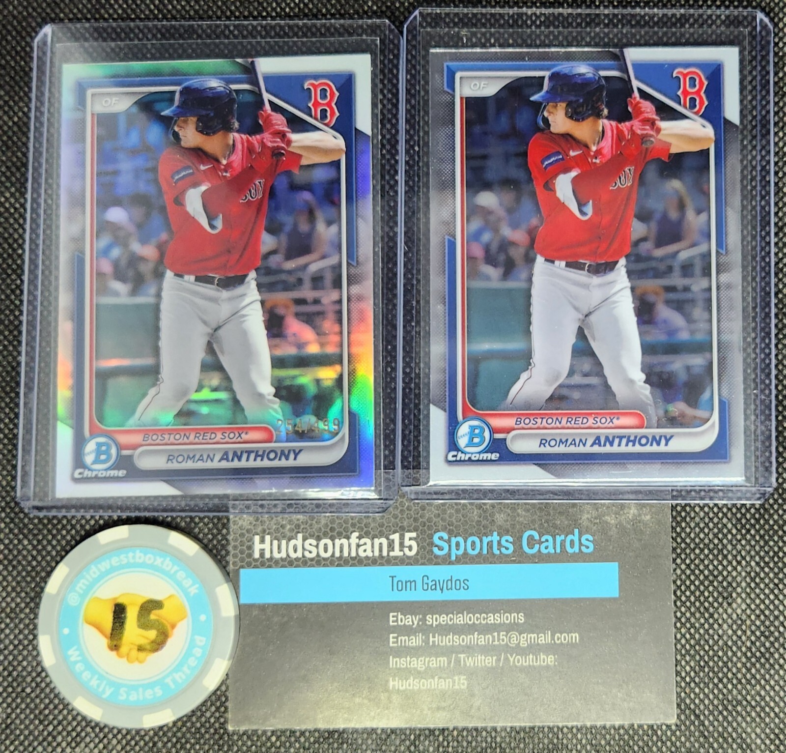 Roman Anthony 2x Lot 2024 Bowman Chrome Refractor 254/499 & #BCP-235 ...