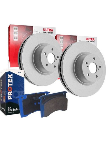 Protex Ultra Front Disc Brake Rotors + Blue Brake Pads fits Ford LTD 5. ...