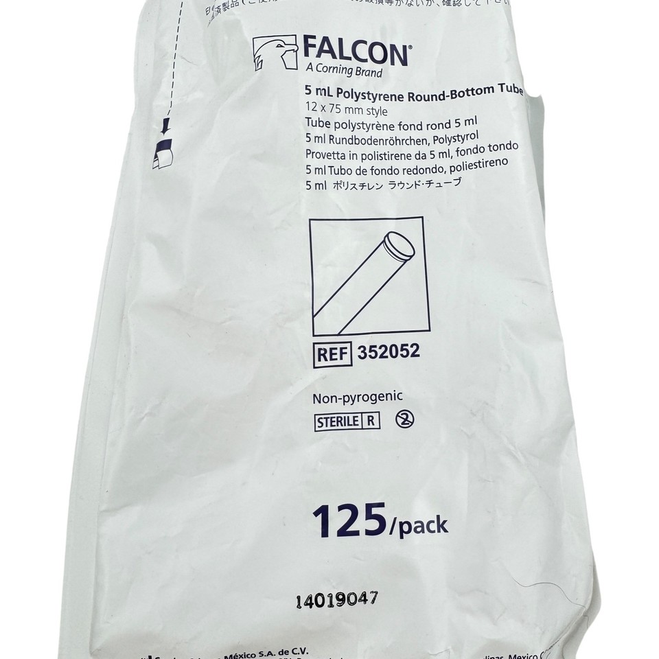 5 Pack of BD Falcon 5ml Polystyrene Round Bottom Tube 12x75mm 125 per ...