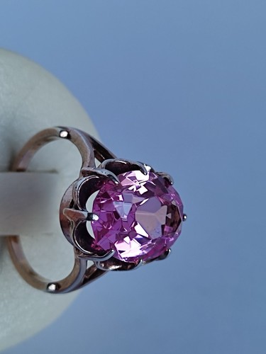 Vintage Soviet Union Silver 875 USSR Ring Pink Sapphire Stone Size US 7 ...