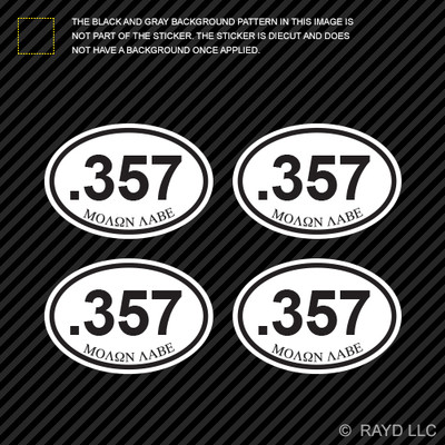 (4x) Molon Labe .357 Ammo Can Sticker Set Decal measures 2.5” x 1.72 ...