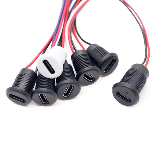 USB Power Connector Panel Mount Waterproof Socket Type-C 2A Soldering ...