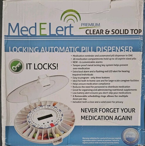 Med-E-Lert Premium Locking Automatic Pill Dispenser 28 Slot Electronic ...