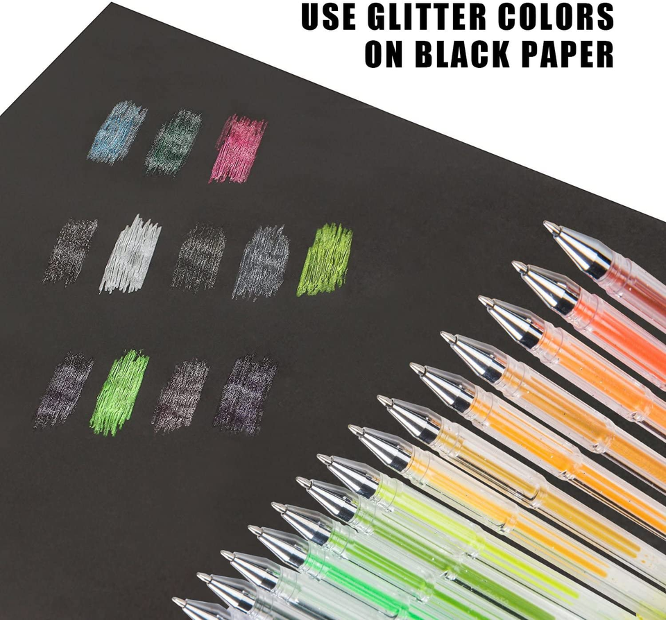 200 Gel Pens Set Glitter Metallic Neon Individual Colors for Kids Adult ...