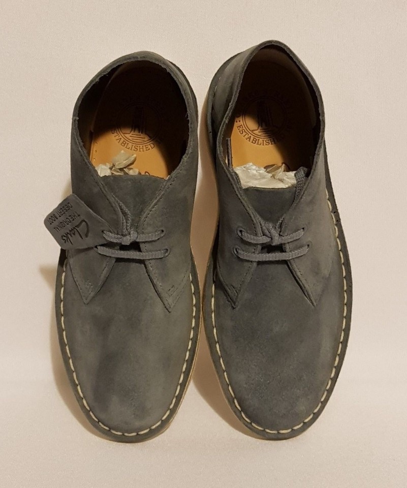 NEW CLARKS ORIGINALS DESERT BOOTS GREY BLUE PINK SUEDE LEATHER LADIES ...