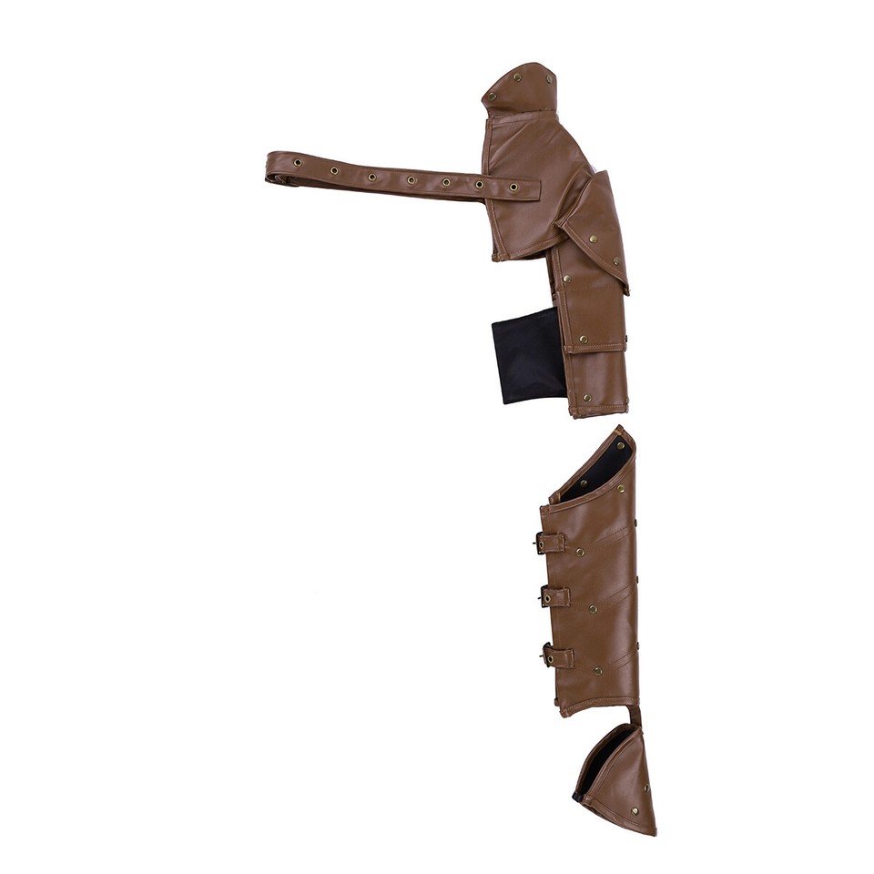 2Pc Steampunk PU Adjustable Metal Rivet Shoulder Armors with Arm Strap ...