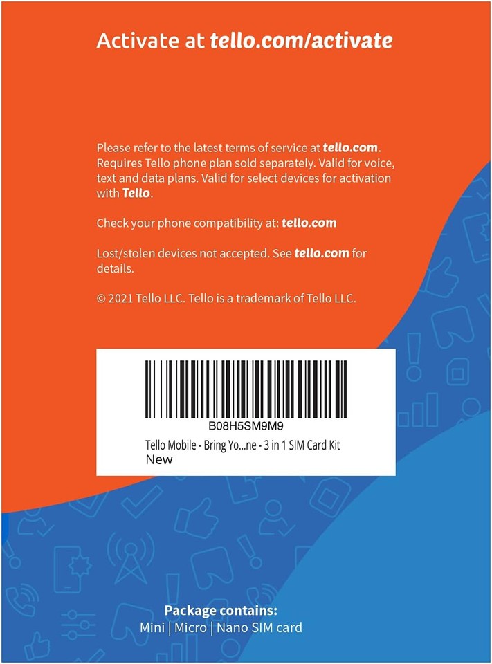Tello Mobile - Bring Your Own Phone - 3 in 1 GSM SIM Card Kit *NEW* | eBay