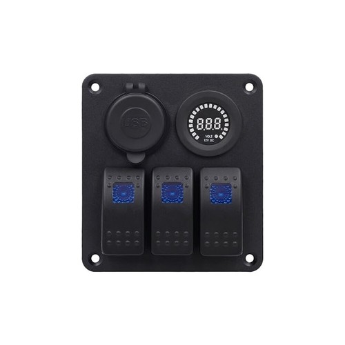3 Gang Boat/Car Switch Panel Dual USB Slot Blue LED Light Voltage Monitor | eBay