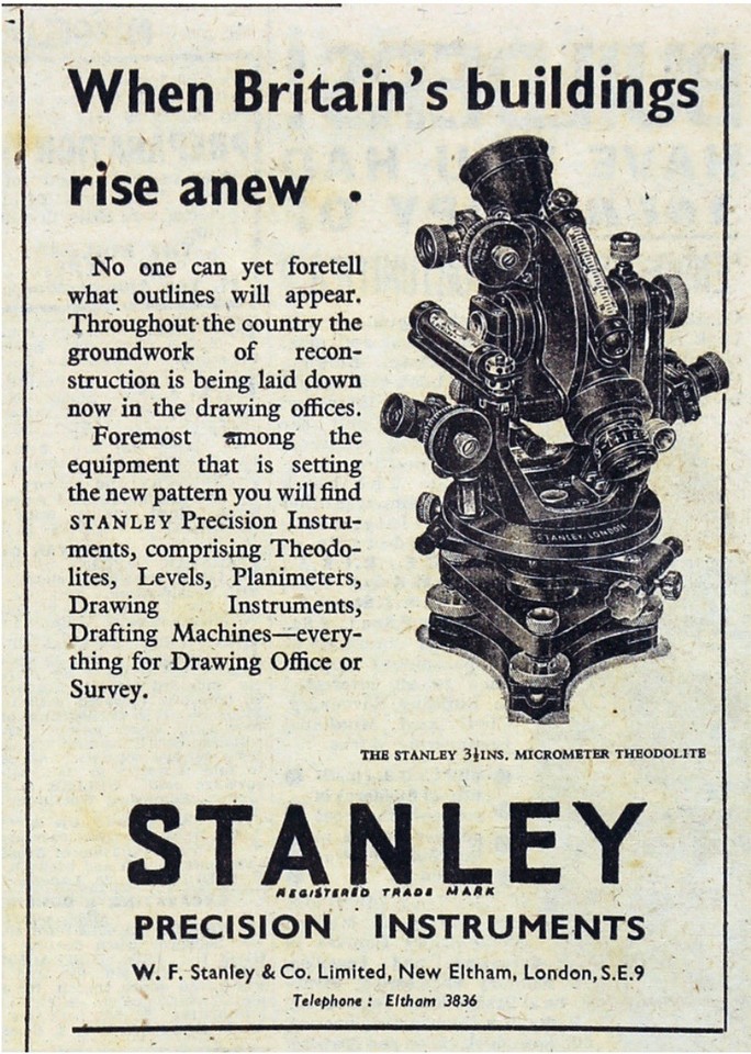 VINTAGE W F STANLEY THEODOLITE, WW2 MILITARY BROAD-ARROW MARK ...