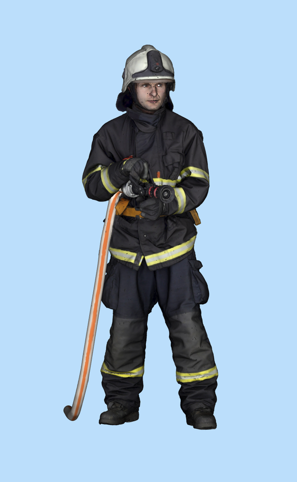 1/24 Mini Diorama Woker Firefighter Holding Water Pipe Minatures Figure ...