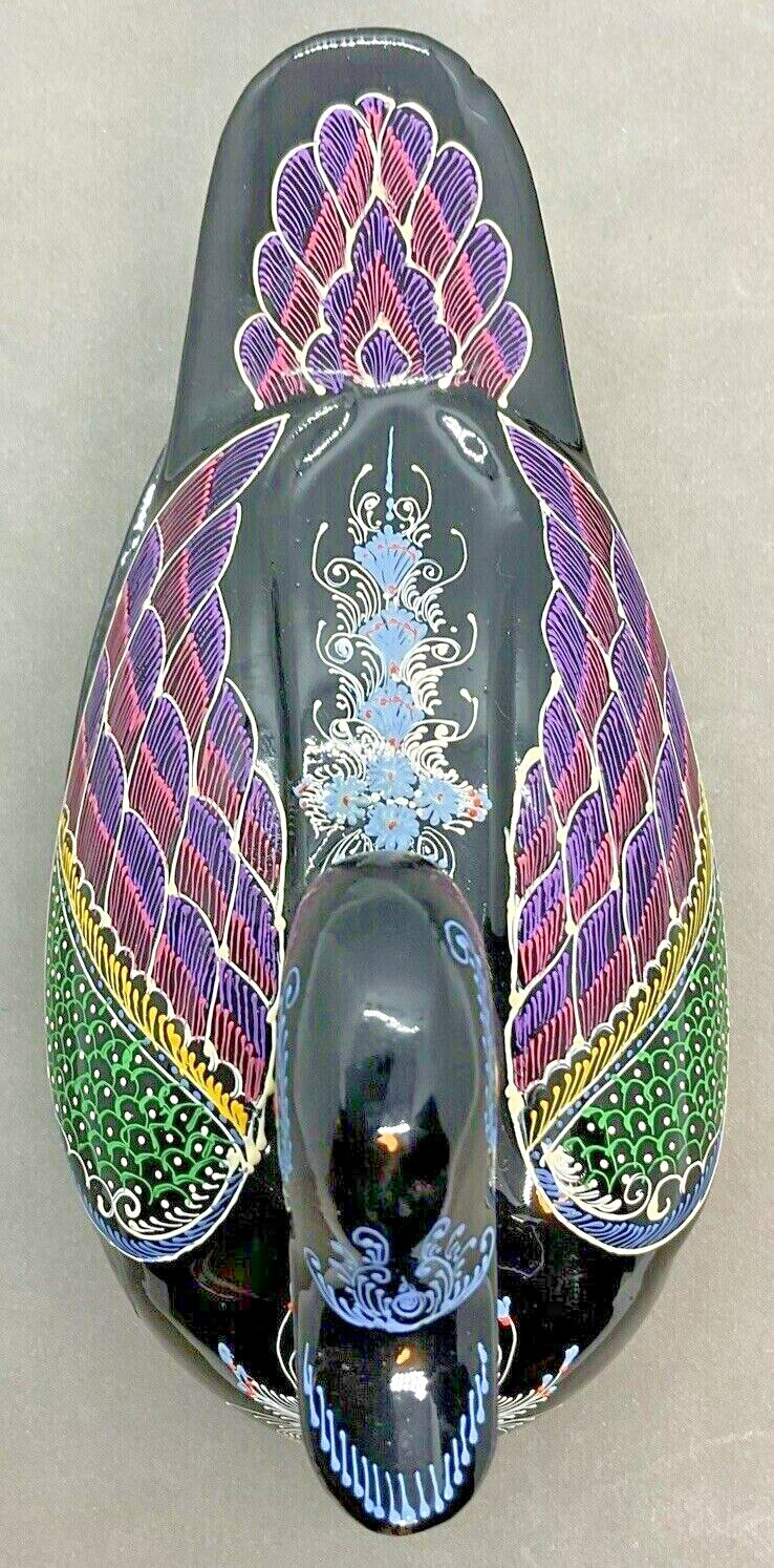 Lacquer Ware Duck 3 Babies Trinket Boxes Hand Painted Black Colorful ...