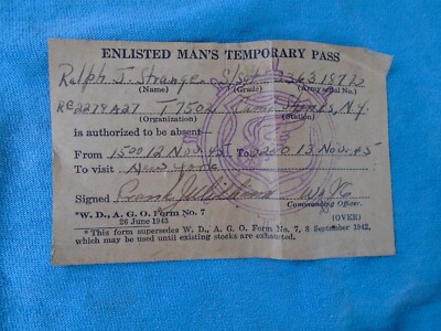 Enlisted mans temporary pass with Transportation Corps stamp | eBay