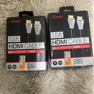 Rocketfish RF-HG01501 1.5 ft. 4K UltraHD/HDR In-Wall Rated HDMI Cable ...