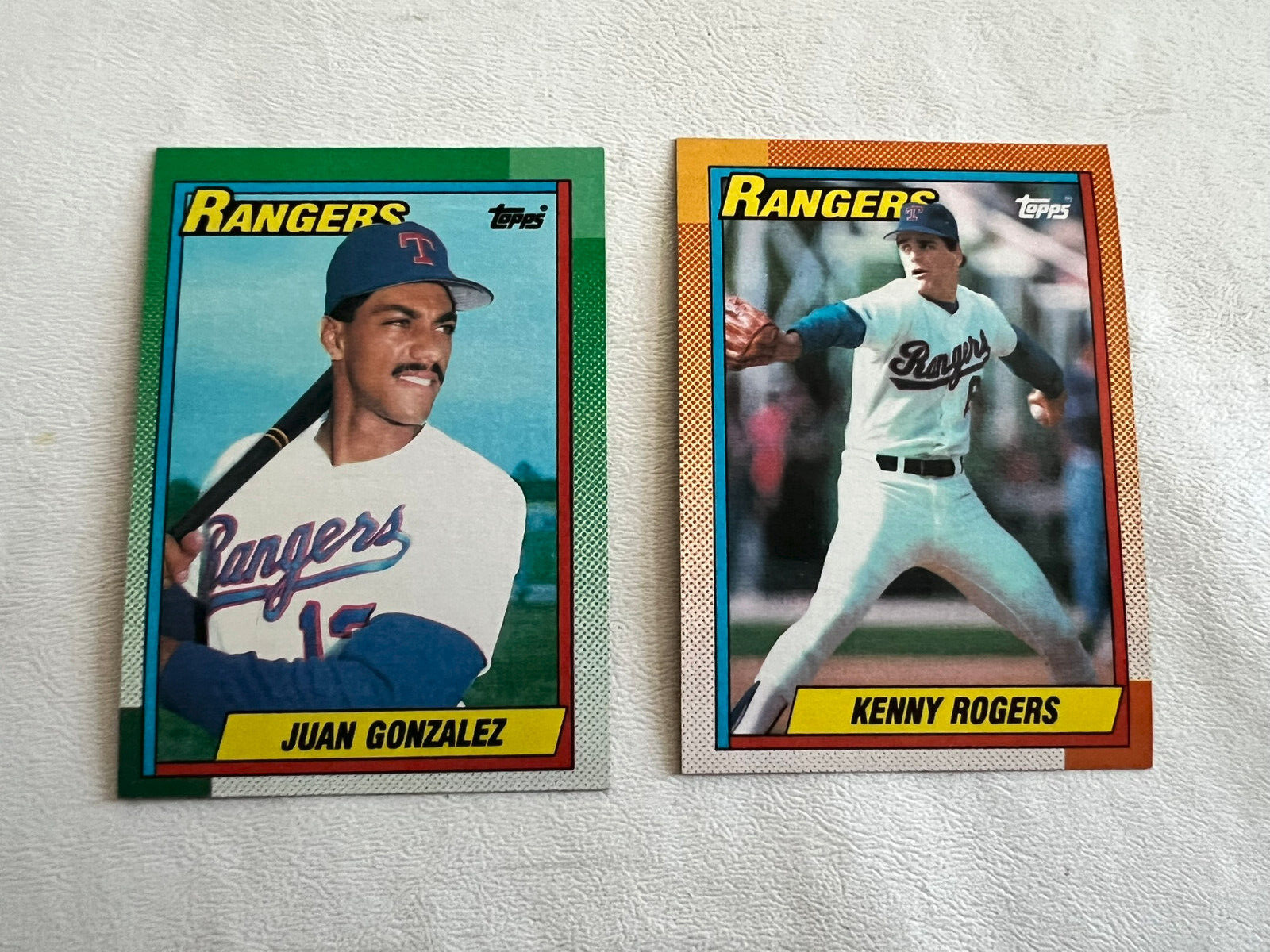 (2) 1990 TOPPS ROOKIE CARDS-JUAN GONZALEZ # 331-KENNY ROGERS #683 ...