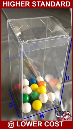 50 PCS 2-1/2x2-1/2x5" Tuck Top Auto Lock Bottom Food Safe Plastic APET ...
