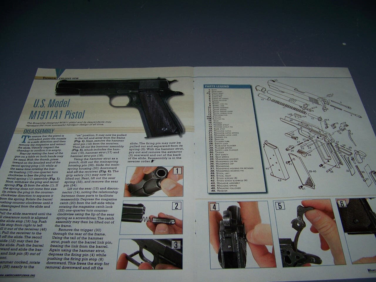HISTORY: U.S. MODEL M1911 A1 PISTOL ...DETAILS/EXPLODED VIEW (467X) | eBay