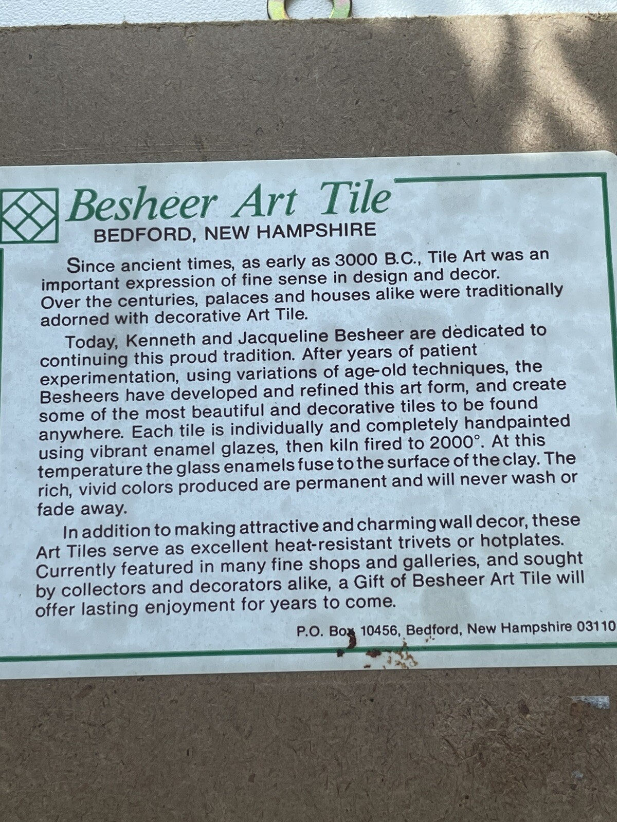 Vintage Hand-painted Cat Art Tile by Kenneth & Jacqueline Besheer of ...