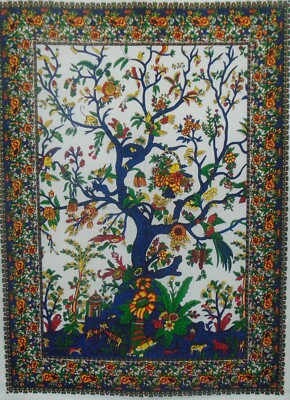 Tapestry Tree Of Life Wall Hanging Hippie White Art Poster Home Deco ...