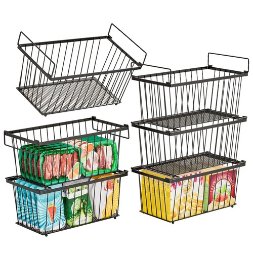6 Pack Stackable Deep Freezer Organizer Bins ，Upgraded Bottom Leak ...