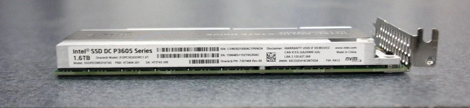 INTEL DC P3605 SERIES 1.6TB SSD PCIE NVME SSDPEDME016T4S ORACLE PN ...