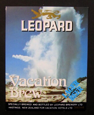 Leopard Brewery VACATION BREW - LAGER BEER label NEW ZEALAND 340ml Var ...