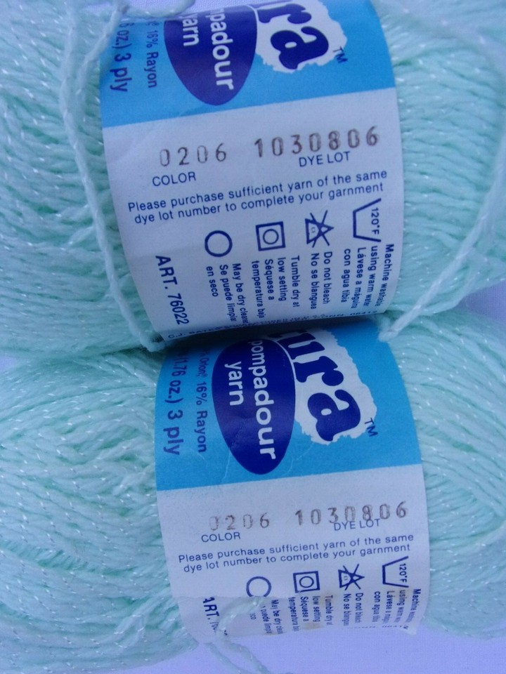 mint green Softura pompadour baby Susan Bates light pastel yarn | eBay