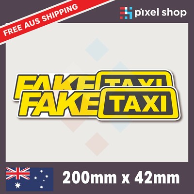 2x Fake Taxi Sticker Decal - Funny JDM Drift Prank Joke Bumper Rude Car ...