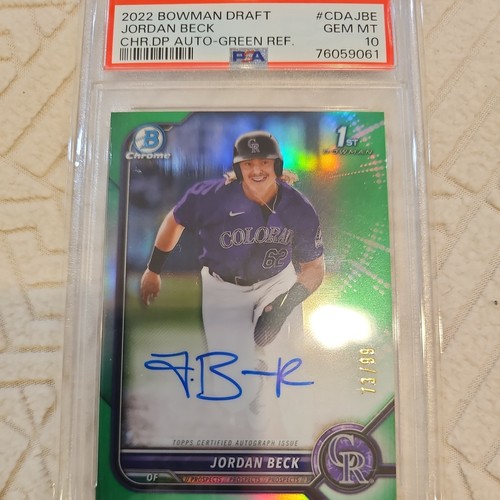 Jordan Beck 2022 Bowman Draft Chrome 1st Auto RC Green Refractor /99 ...